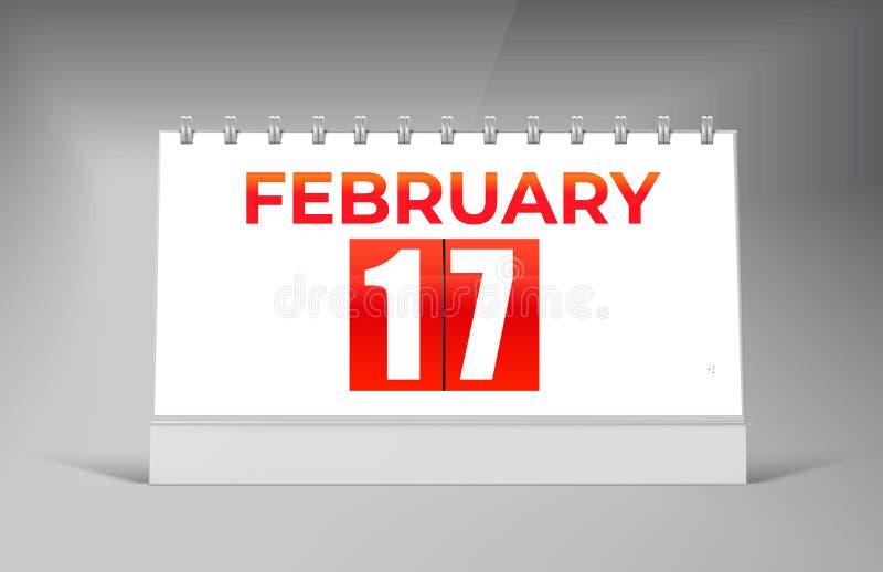 February 17 Desk Calendar Design Template. Single Date Calendar Design ...