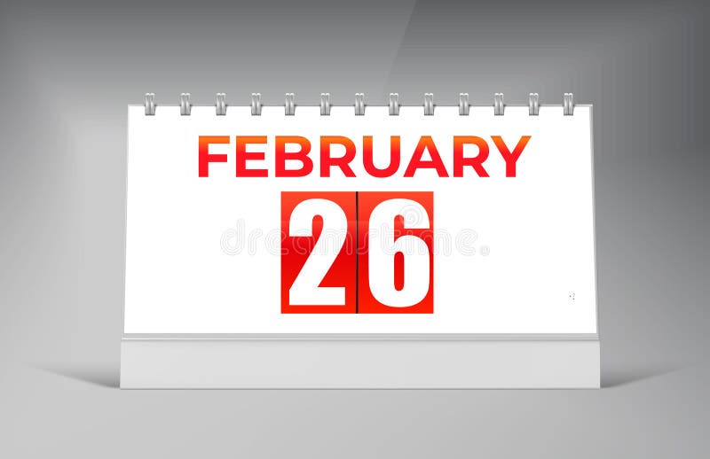 February 26 Desk Calendar Design Template. Single Date Calendar Design ...