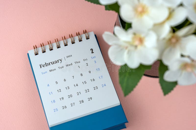February 2024 Desk Calendar Flat Lay Stock Image - Image of routine ...