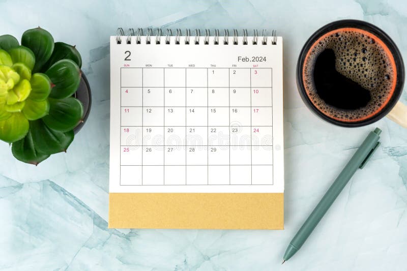 February 2024 Desk Calendar Stock Photo - Image of closeup, desk: 299589546