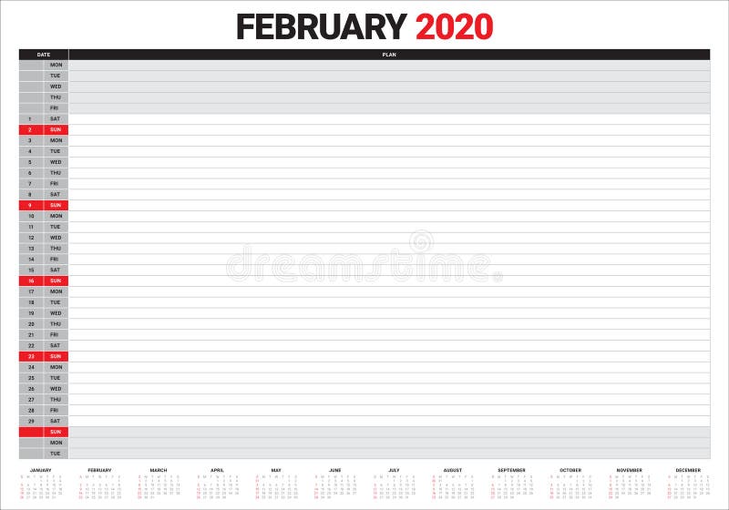 February 2020 Desk Calendar Vector Illustration Stock Vector ...