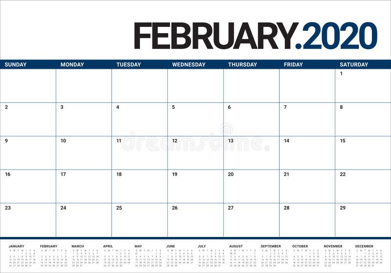 February 2020 Desk Calendar Vector Illustration Stock Vector ...