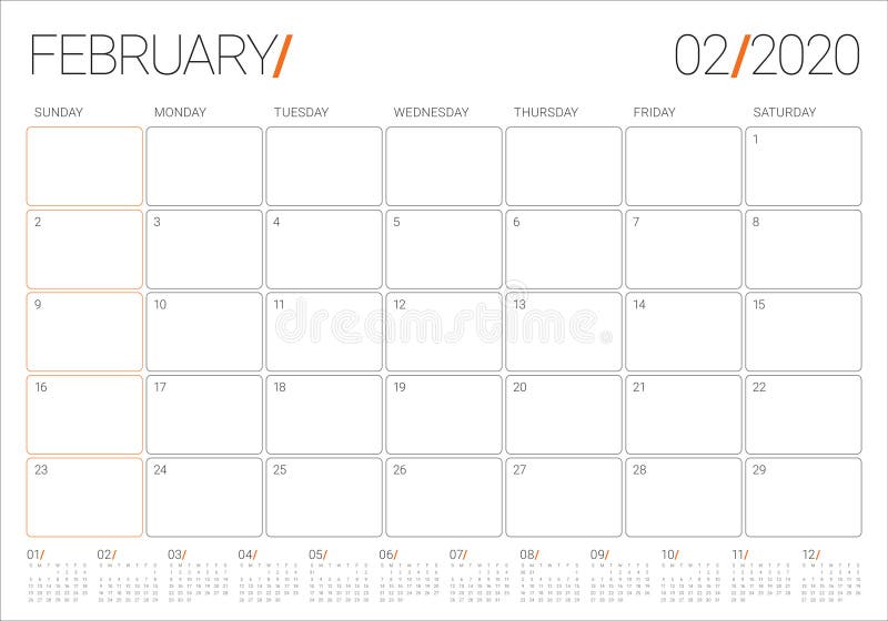 February 2020 Desk Calendar Vector Illustration Stock Vector ...