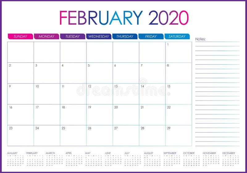 February 2020 Desk Calendar Vector Illustration Stock Vector ...