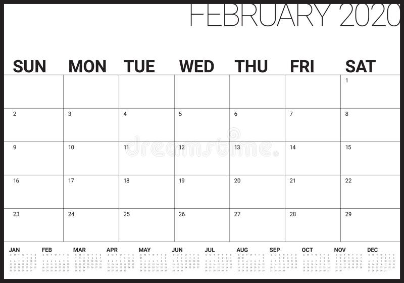February 2020 Desk Calendar Vector Illustration Stock Vector ...