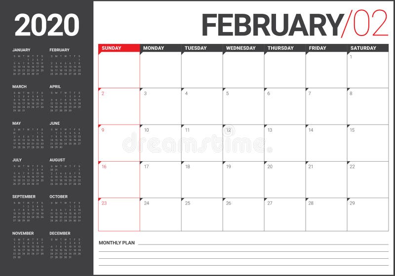 February 2020 Desk Calendar Vector Illustration Stock Vector ...