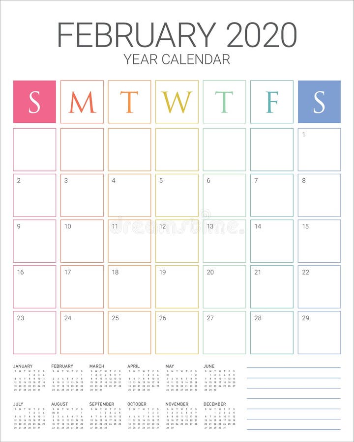 February 2020 Desk Calendar Vector Illustration Stock Vector ...
