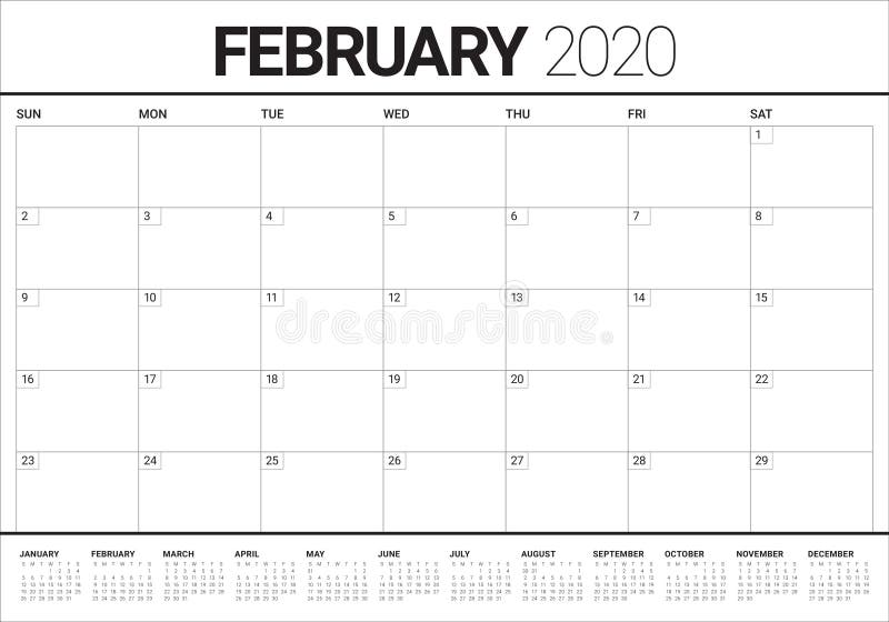 February 2020 Desk Calendar Vector Illustration Stock Vector ...
