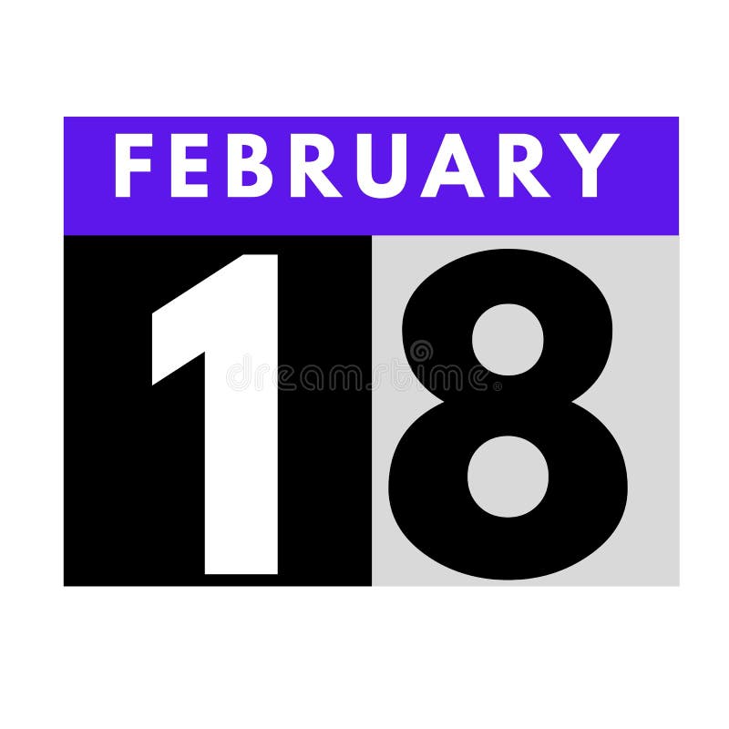February 18 . Flat daily Calendar Icon .date ,day, Month Stock ...