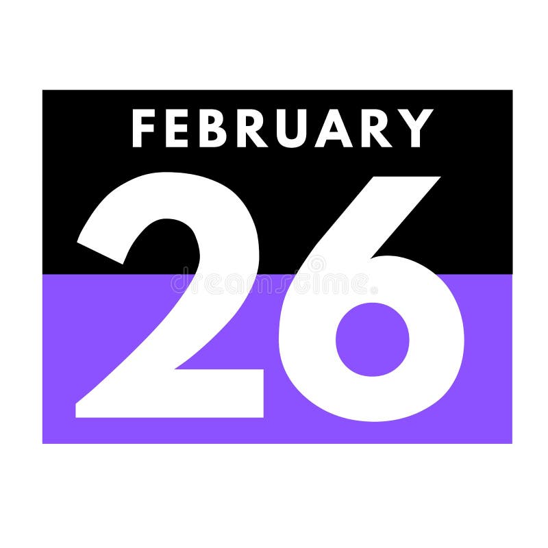 February 26 . Flat daily Calendar Icon .date ,day, Month Stock ...