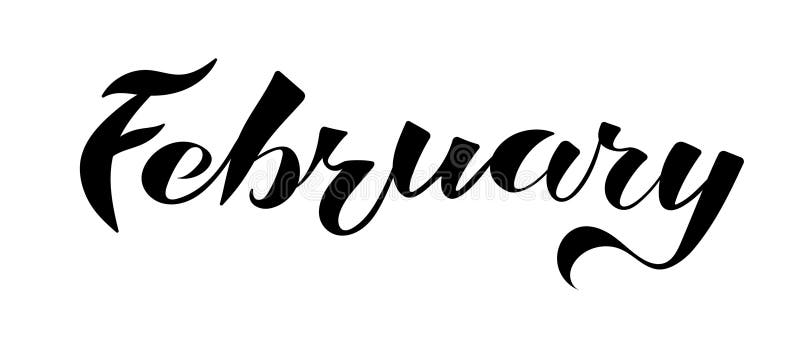 February Font Text Calligraphy Hand Written. Stock Vector ...