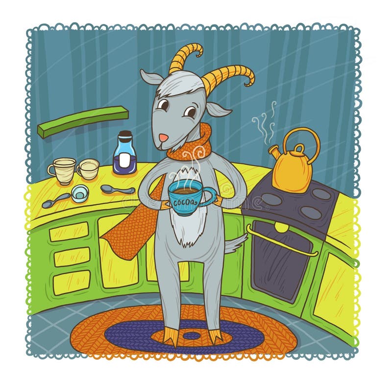 February goat stock illustration. Illustration of green - 48260652