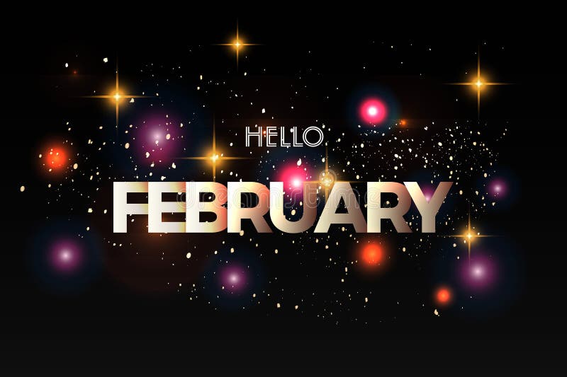 Hello February with Typographic Design. Stock Illustration ...