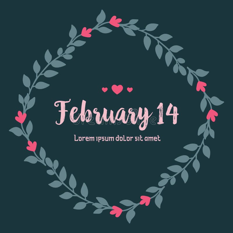 The 14 February Invitation Card Decoration, with Romantic of Leaf and ...