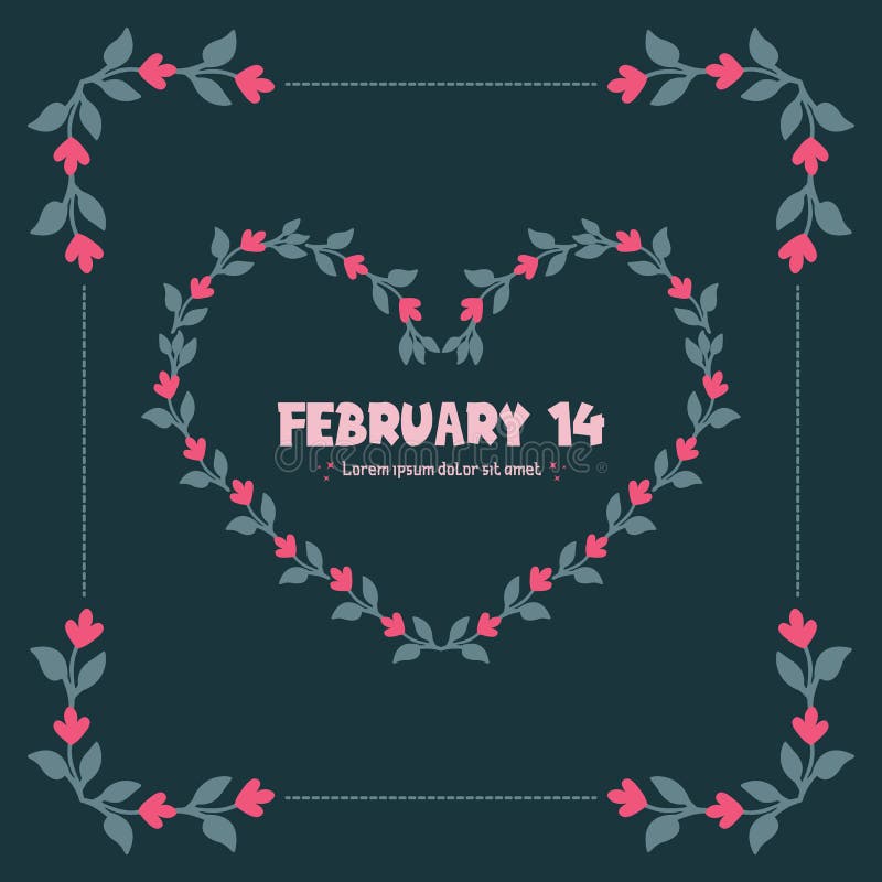 The 14 February Invitation Card Decoration, with Romantic of Leaf and ...