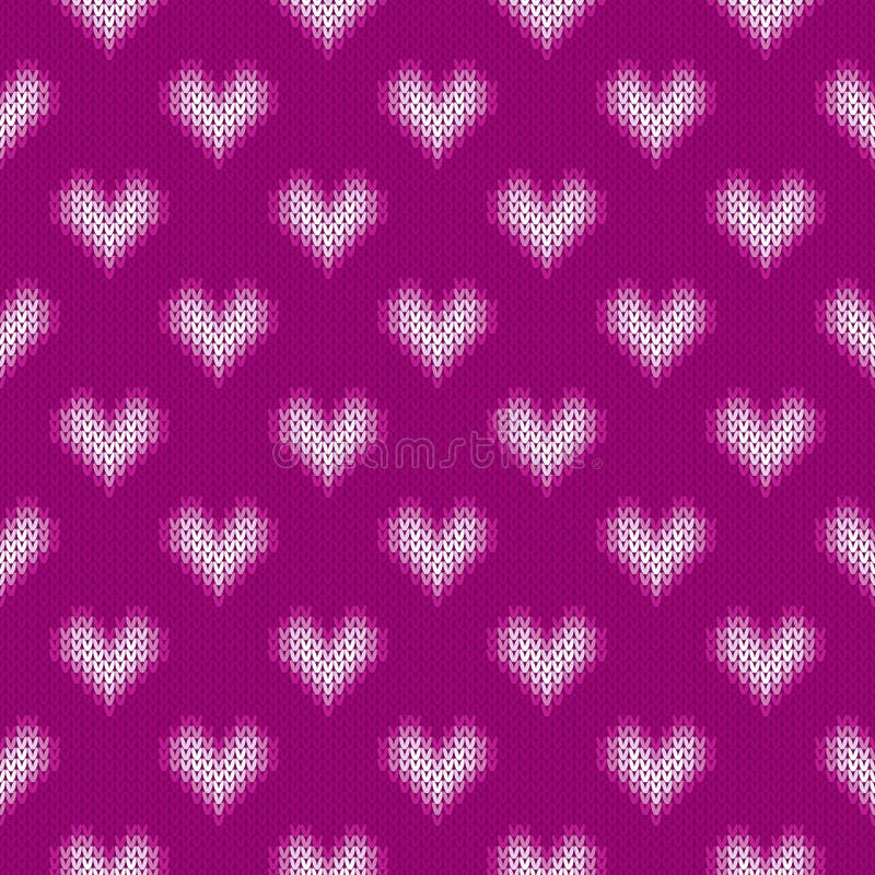 14 February Knitted Pattern with Hearts. St Valentine`s Day Seamless ...