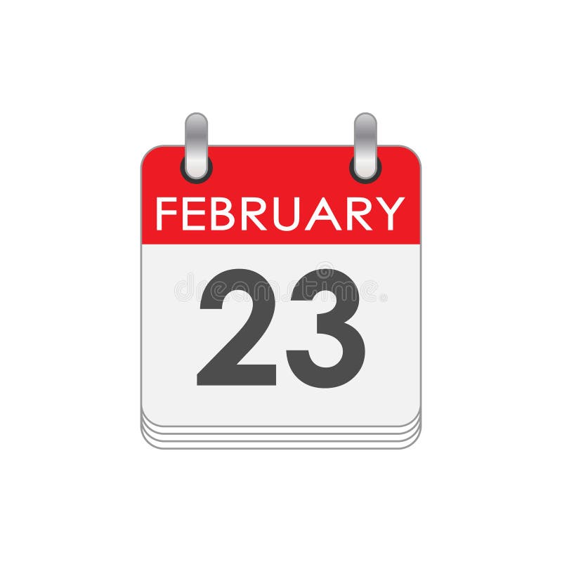 February 23. a Leaf of the Flip Calendar with the Date of February 23 ...