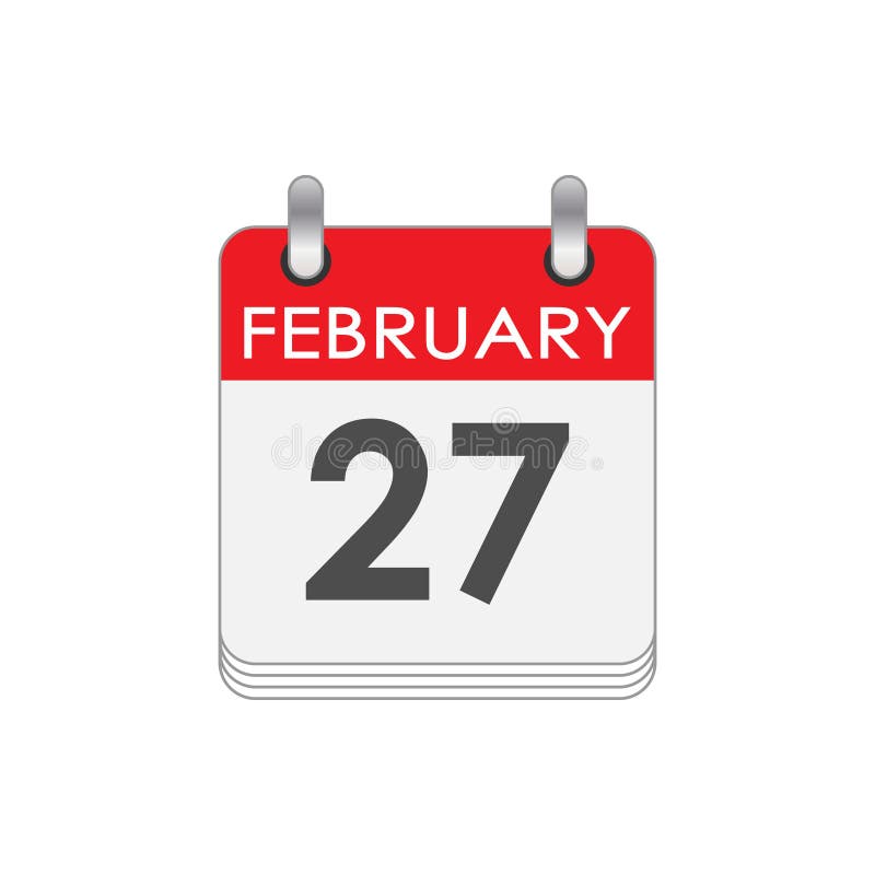 February 27. a Leaf of the Flip Calendar with the Date of February 27 ...