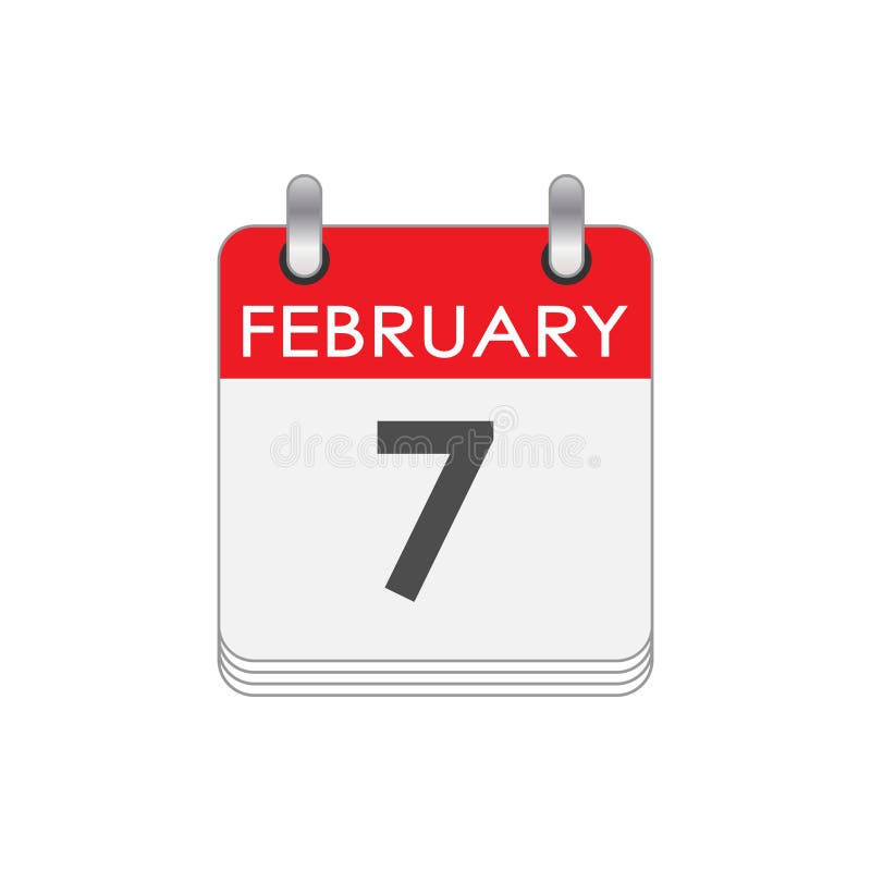 February 7. a Leaf of the Flip Calendar with the Date of February 7 ...