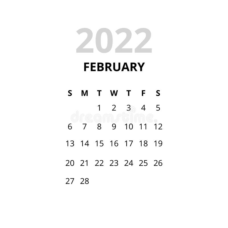 2022 February Month Calendar Stock Vector - Illustration of graphic ...