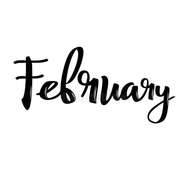 February Month Name. Handwritten Calligraphic Word. Bold Font. Stock ...