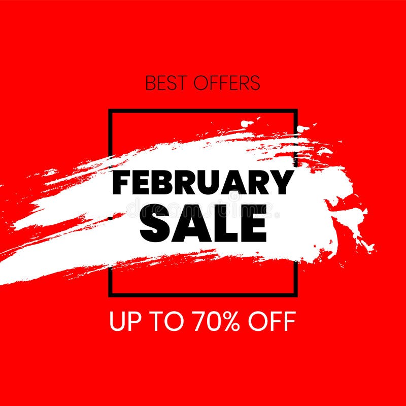 February Month Sale Poster on Red Background Stock Vector ...