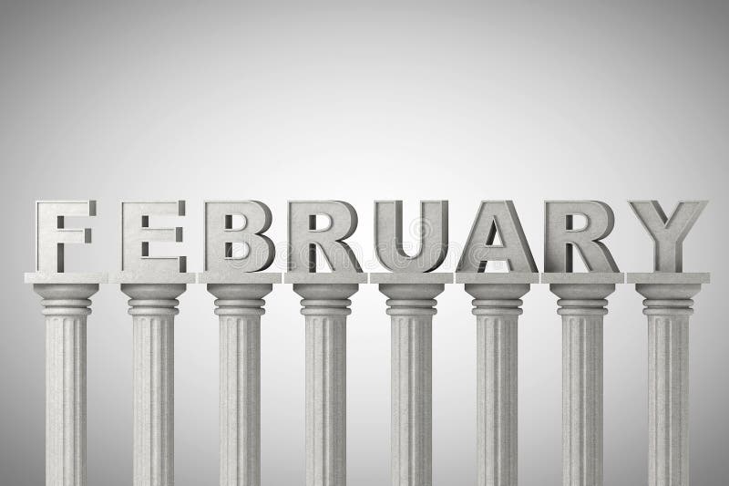February Month Sign on a Classic Columns Stock Illustration ...