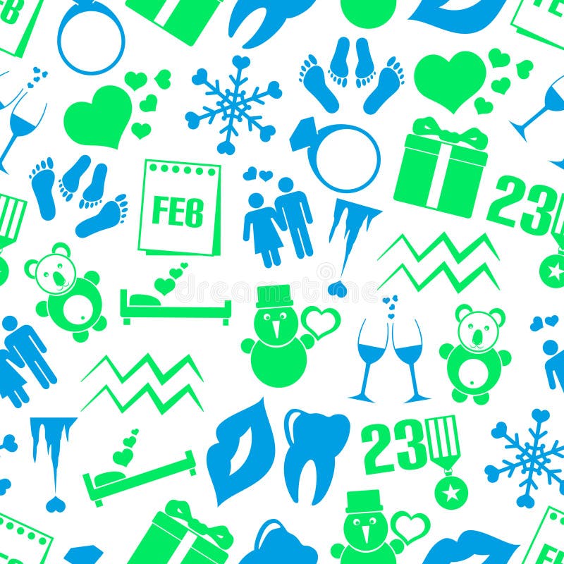 February Month Theme Set of Simple Icons Seamless Pattern Eps10 Stock ...