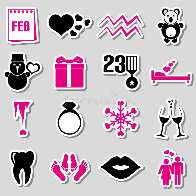 February Heart Month Stickers Stock Illustrations – 15 February Heart ...