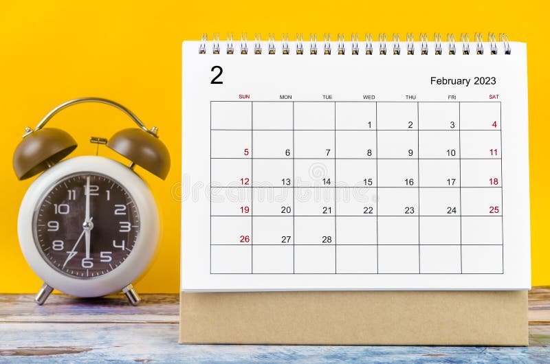 The February 2023 Monthly Desk Calendar for 2023 Year and Alarm Clock ...