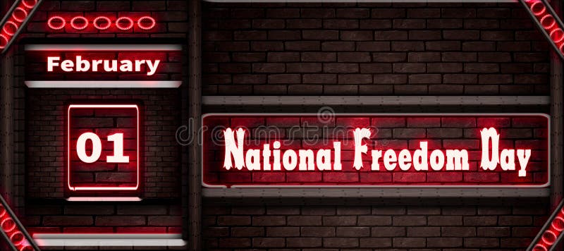 01 February, National Freedom Day, Neon Text Effect on Bricks ...