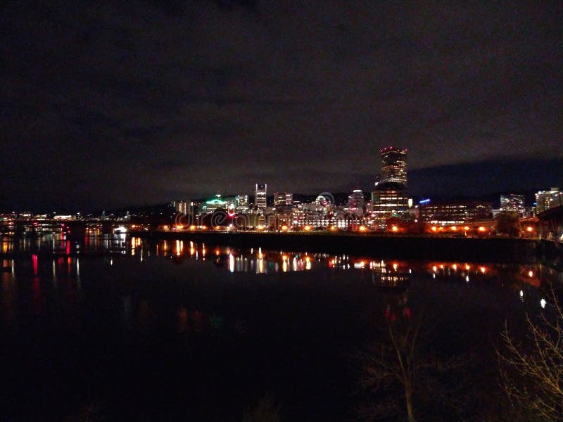 A February Night in Portland Oregon at the Waterfront Editorial ...
