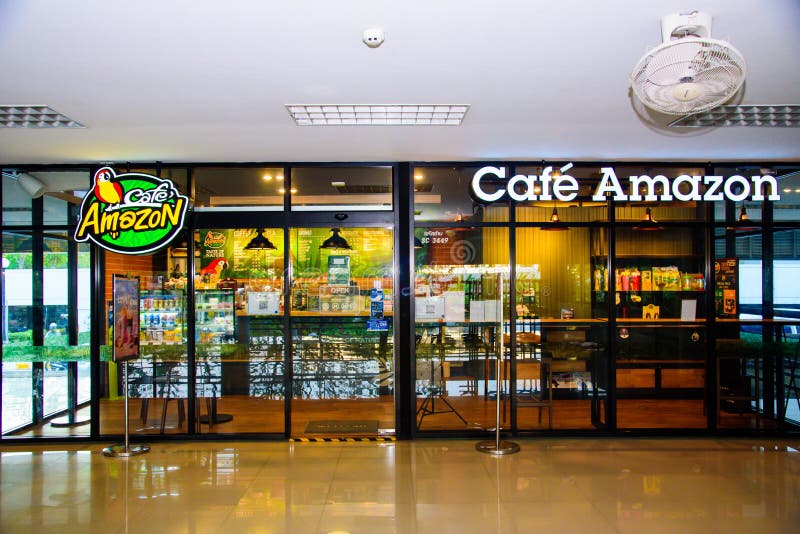 February 2, 2021, Nonthaburi, in Front of the Cafe Cafe Amazon ...