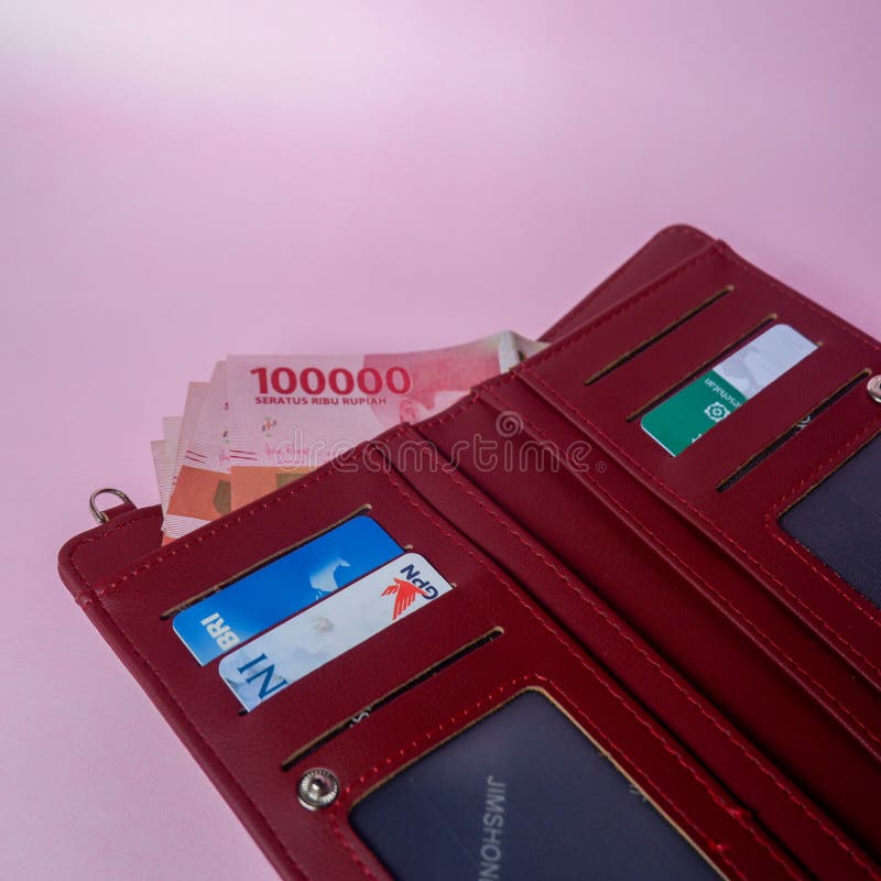 February 2, 2021, the Photo is a Photo of a Red Wallet with Several ...
