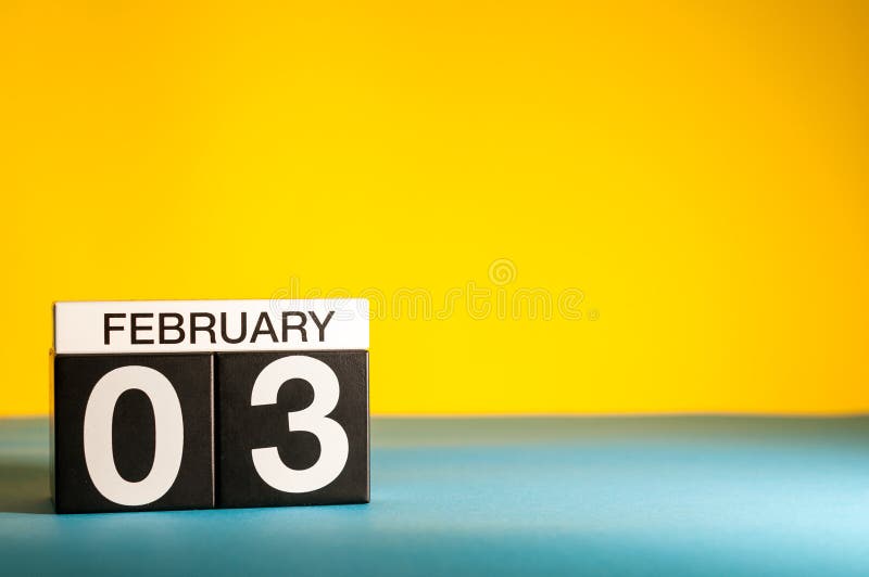 February 3rd. Day 3 of February Month, Calendar on Yellow Background ...