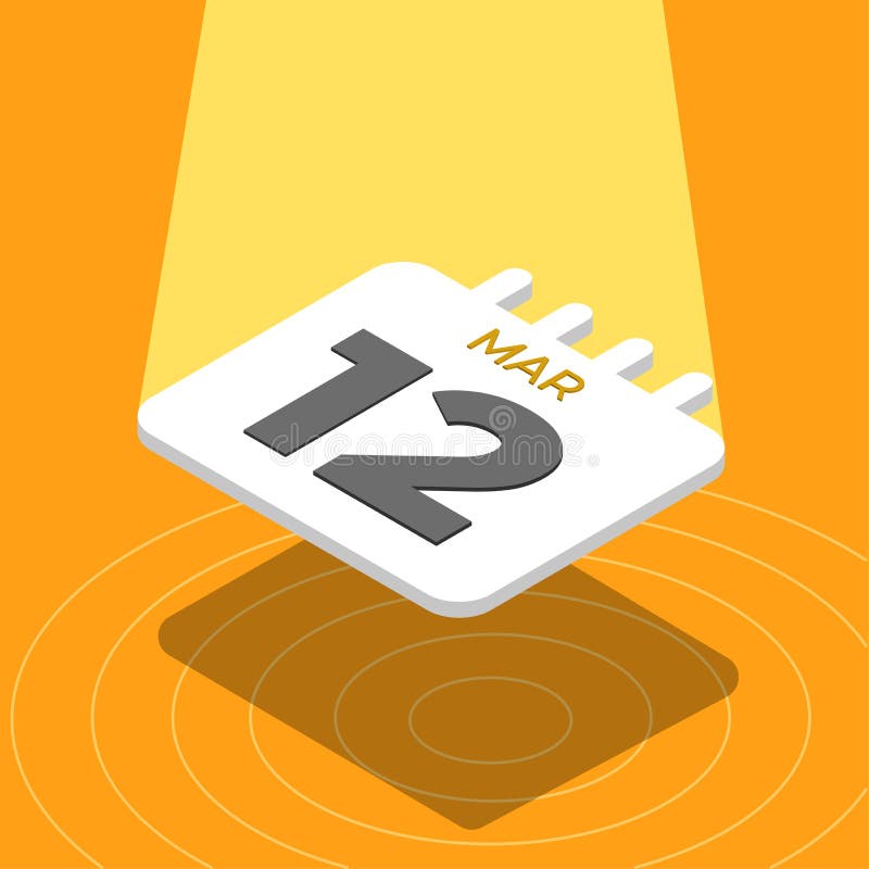 March 12 - 3D Calendar Floating with Spotlight Stock Vector ...