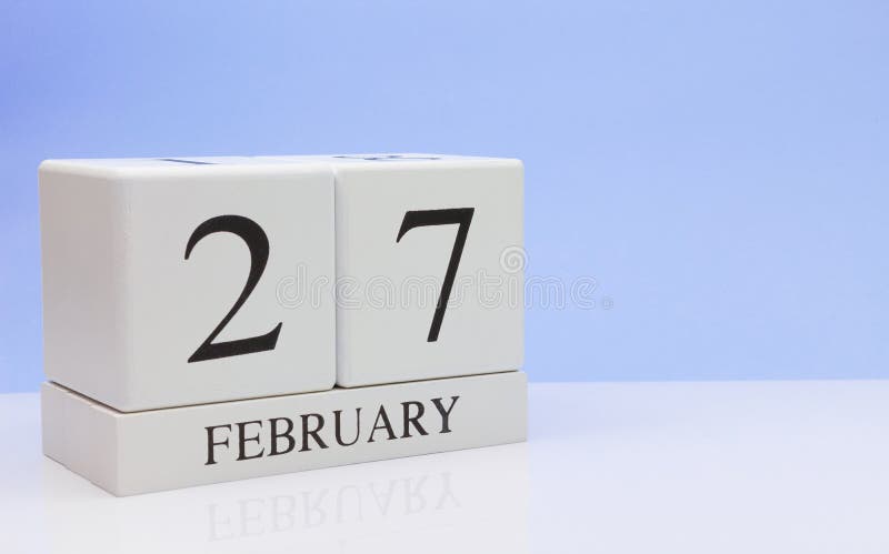 February 27st. Day 27 of Month, daily Calendar on White Table with ...