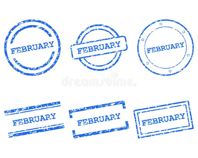 February stamps stock vector. Illustration of text, symbol - 156909966