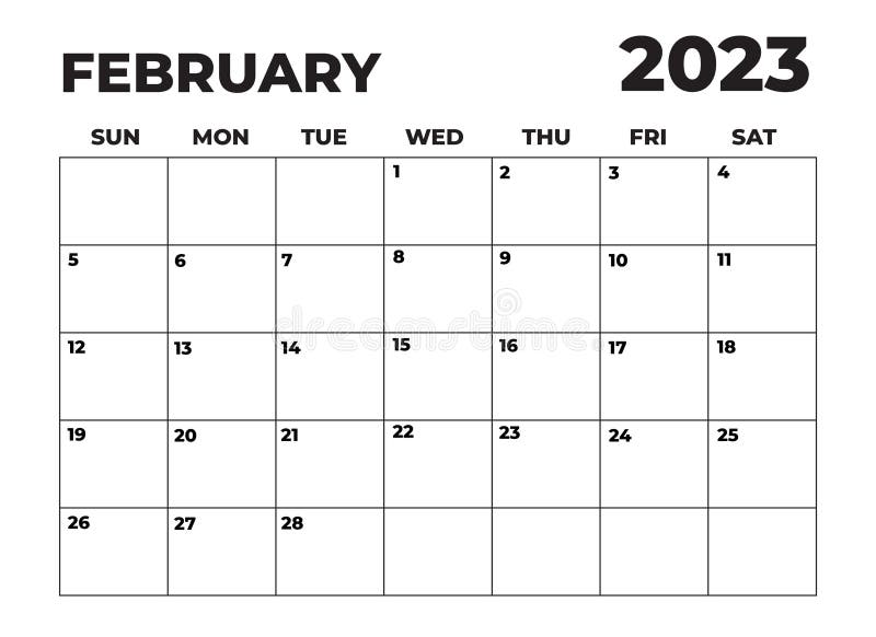 February 2023 Sunday Start Landscape Monthly Planner Stock Vector ...