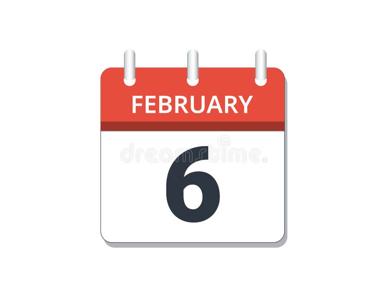 February, 6th Calendar Icon Vector, Concept of Schedule, Business and ...