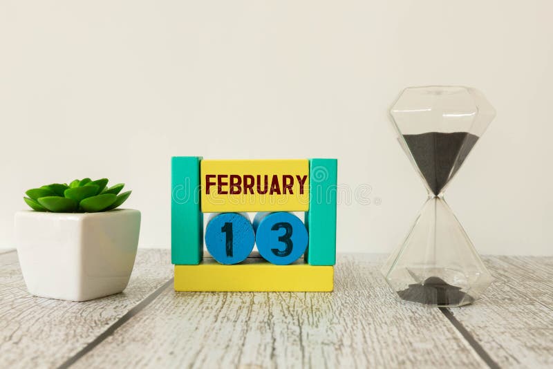 February 13th. Day 13 of Month, Calendar on Wooden Background Stock ...