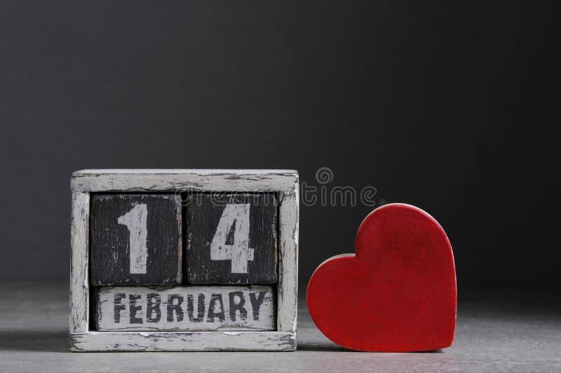 February 14th on Wooden Calendar, Valentines Day. Stock Image - Image ...