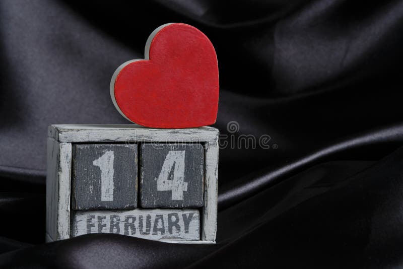 February 14th on Wooden Calendar, Valentines Day. Stock Image - Image ...