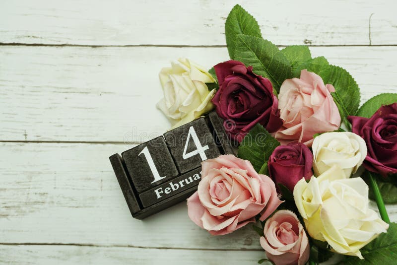 14 February Valentine`s Day Background Top View Flat Lay Stock Image ...