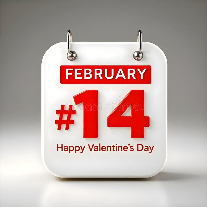 A Beautiful February 14 Valentine S Day Calendar Icon Stock ...
