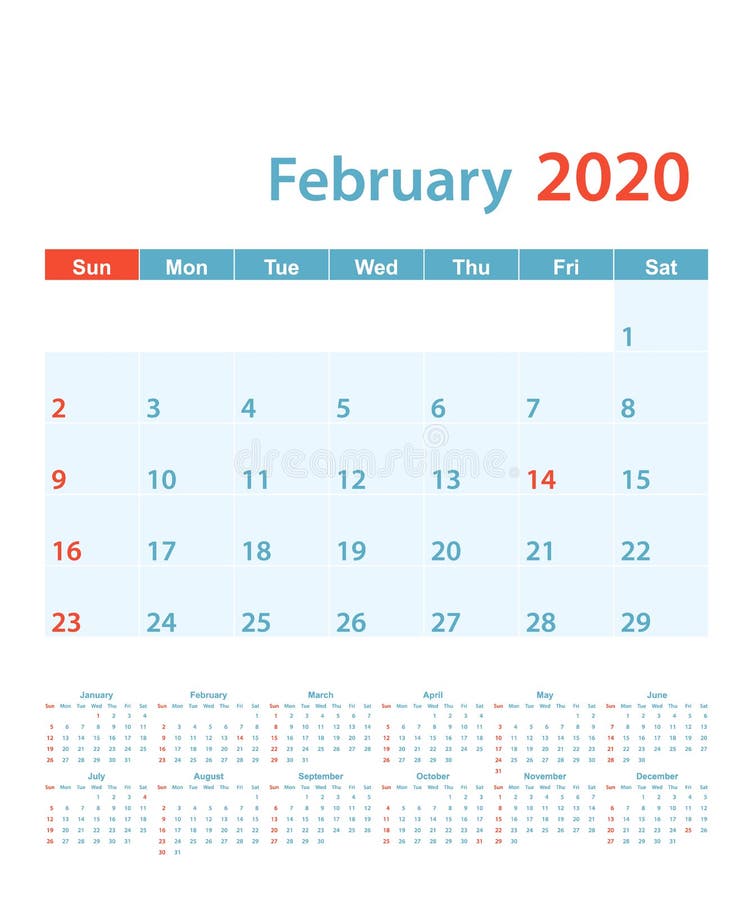 February 2020 Wall Style Calendar Stock Vector - Illustration of ...