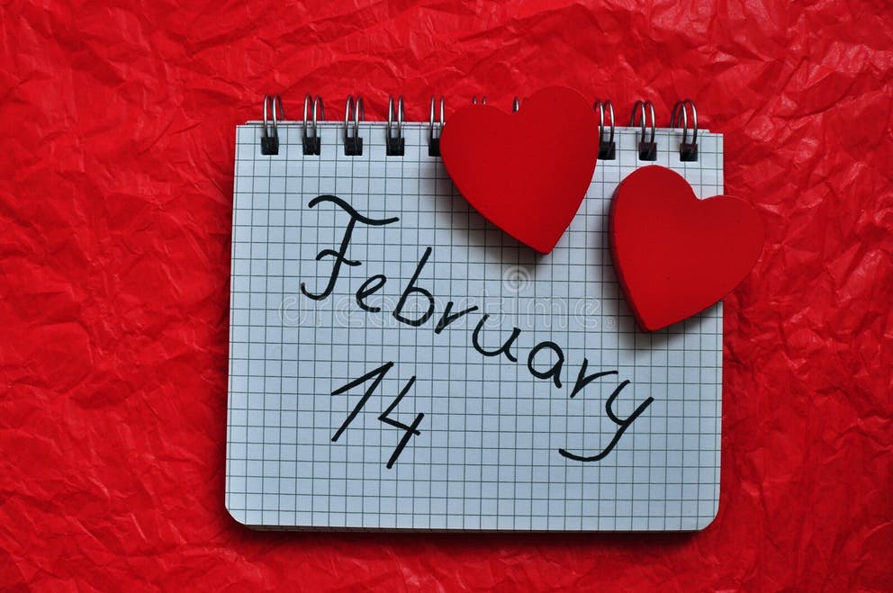 February 14 Write in Notepad Stock Illustration - Illustration of ...