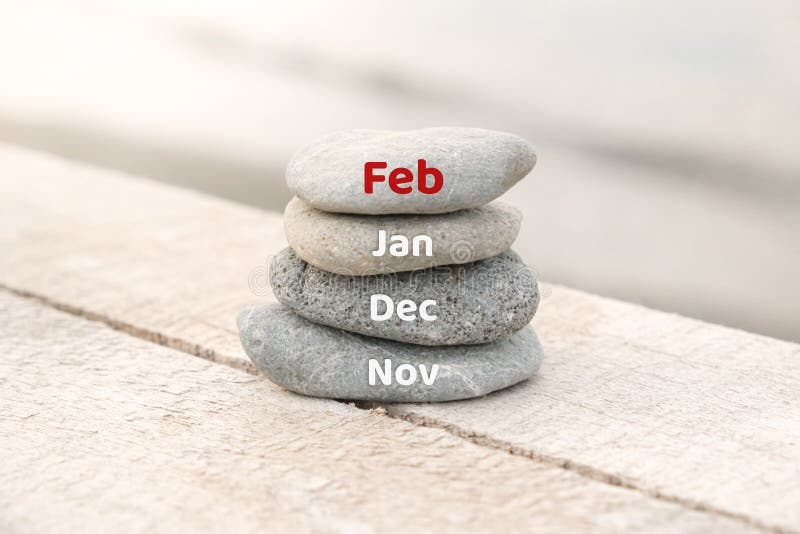 February Writing on the Stones. Second Month of the Year Stock Image ...