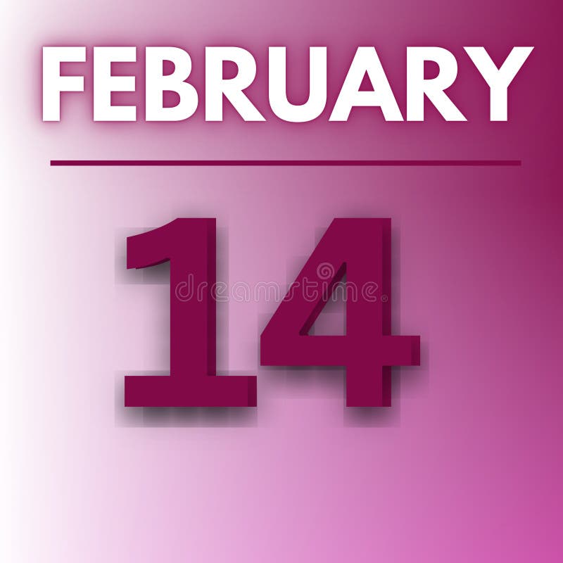 February 14 , Calendar , daily Calendar Icon in Flat Design Style Stock ...