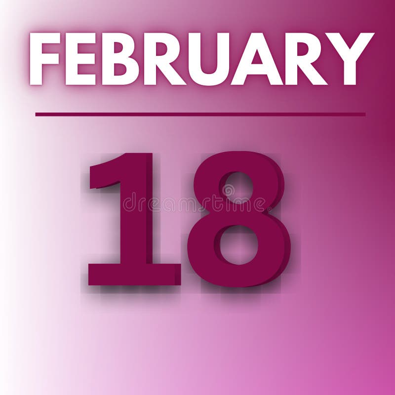 February 18 , Calendar , daily Calendar Icon in Flat Design Style Stock ...